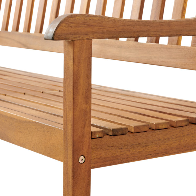 Bristol Two Seat Bench With Pop Up Table - Transitional - Outdoor ...