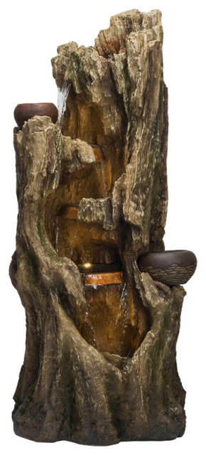 52" Tall Indoor/Outdoor Waterfall Willow Tree Fountain With LED Lights ...