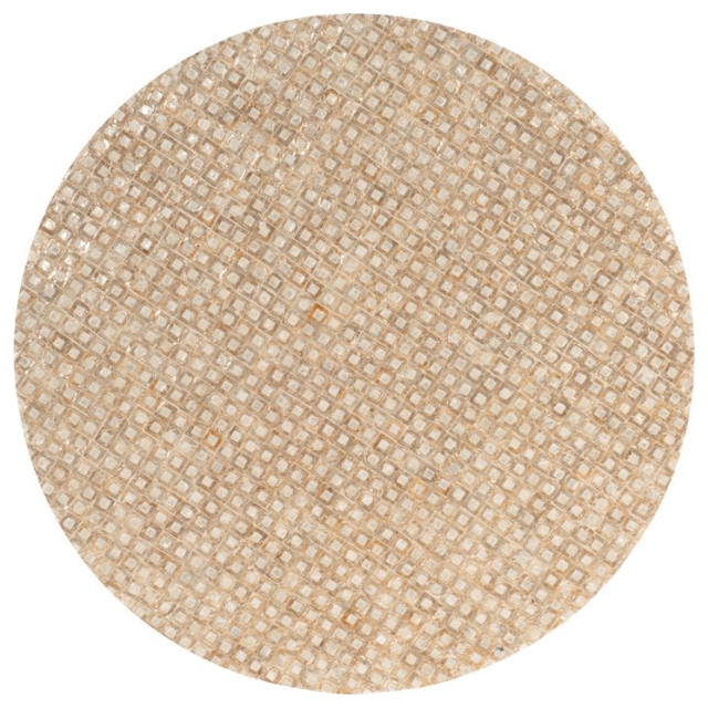 Linon Maui Round Coffee/Accent Table in Gold/Ivory Capiz Shell Mosaic ...