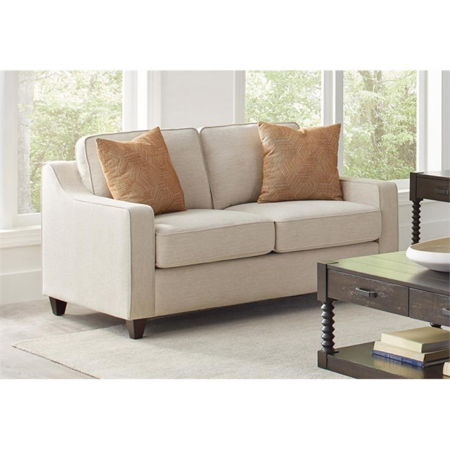 Coaster Christine Chenille Upholstered Cushion Back Loveseat Beige ...