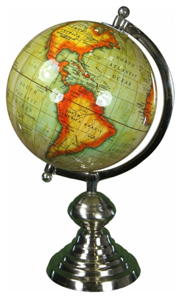 Aluminum Globe With Metal Stand, Multicolor - Traditional - World ...