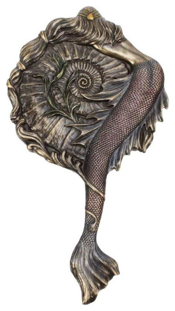 Mermaid Hand Mirror With Bronze Finish - Beach Style - Decorative ...