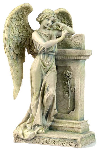 Angel Leaning On Tombstone Statue - Traditional - Decorative Objects ...