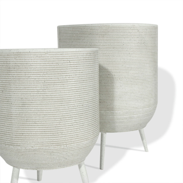 Blossom Metal Floor Planters Set of 2 - Midcentury - Indoor Pots And ...