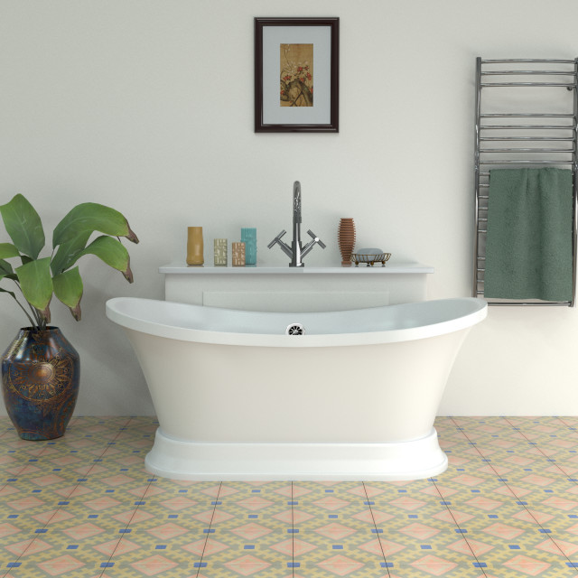 60" Streamline Soaking Freestanding Tub With External Drain ...