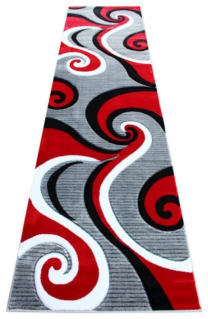 Flash Furniture Athos 3x10 Abstract Rug, Red, KP-RG952-310-RD-GG ...