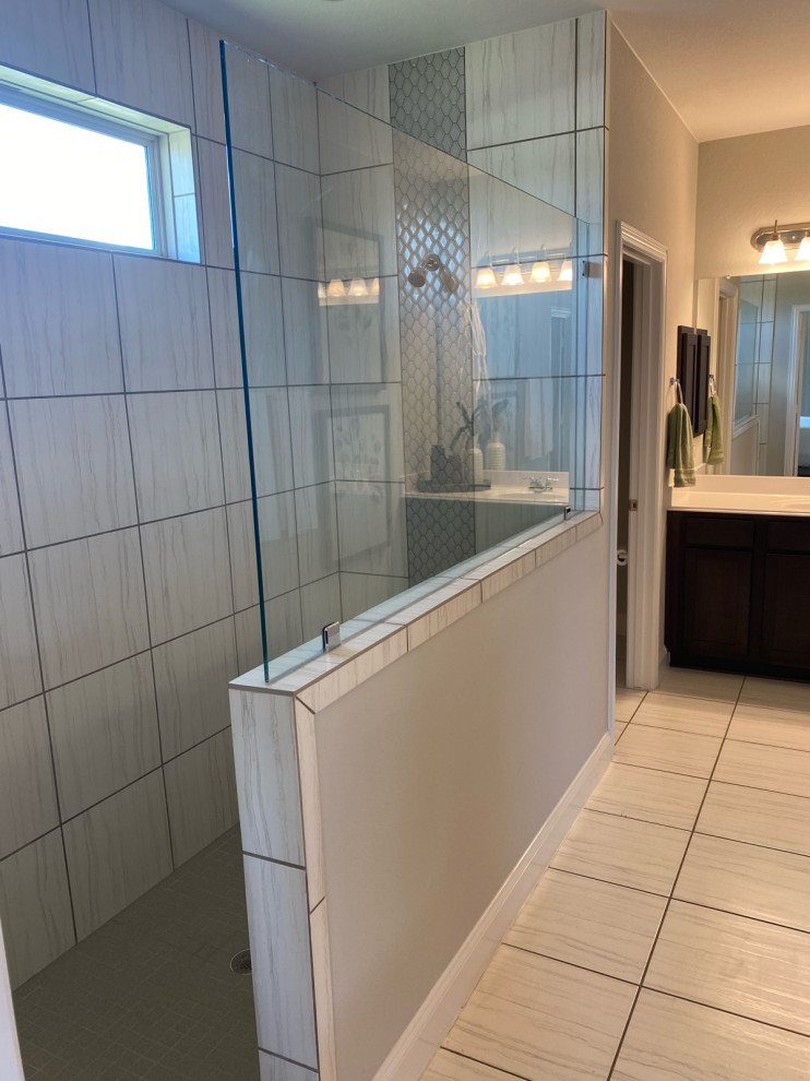 graphite grout v white grout for walk-in shower