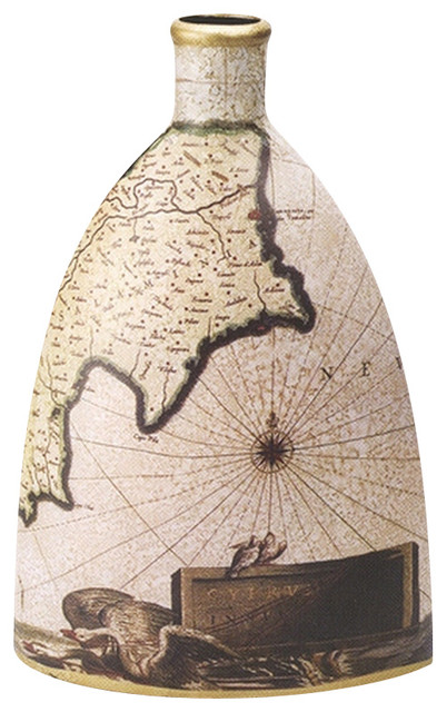 Porcelain Nautical Map Vase - Beach Style - Vases - by Brass Binnacle ...