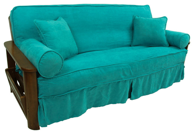 Solid Microsuede Full Futon Slipcover Set - Futon Covers - by Blazing ...