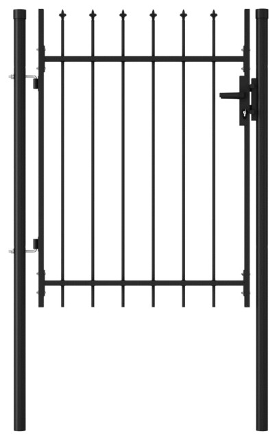 Vidaxl Fence Gate Single Door With Spike Top Steel 3.3'X3.9' Black ...