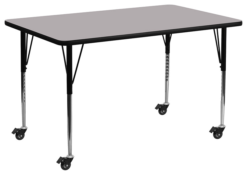 Mobile 30''W x 72''L Rectangular Grey Thermal Laminate Table-Standard ...