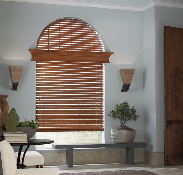 Hunter Douglas Wood Blinds for Arched Window - Transitional - Entry - Other - by L & L Window ...