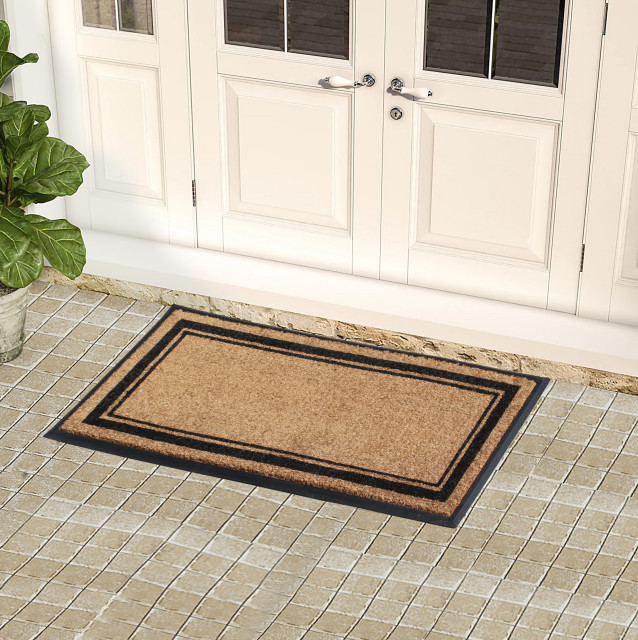 A1HC Picture Frame Natural Rubber and Coir Large Outdoor Doormat 24"x48 ...