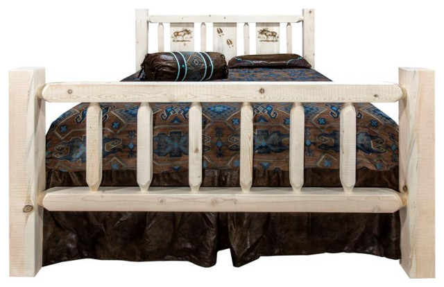Montana Woodworks Homestead Wood King Bed with Laser Engraved Moose in ...