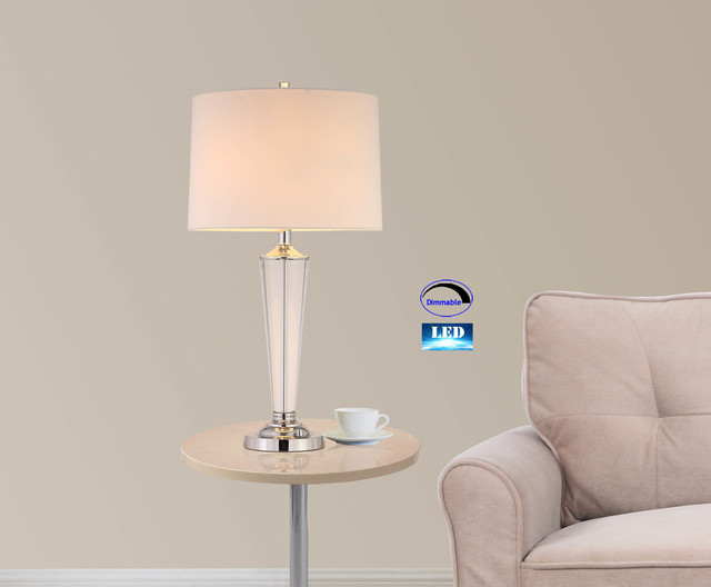 Crystal 33" Modern Chrome 2-Light LED Table Lamp With Dimmer ...