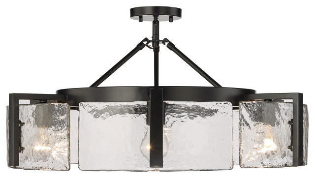 Aenon 6-Light Semi-flush, Matte Black With Hammered Water Glass ...