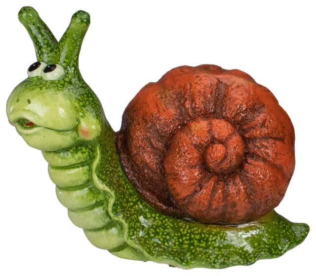 13.5" Green and Brown Snail Outdoor Garden Statue - Contemporary ...