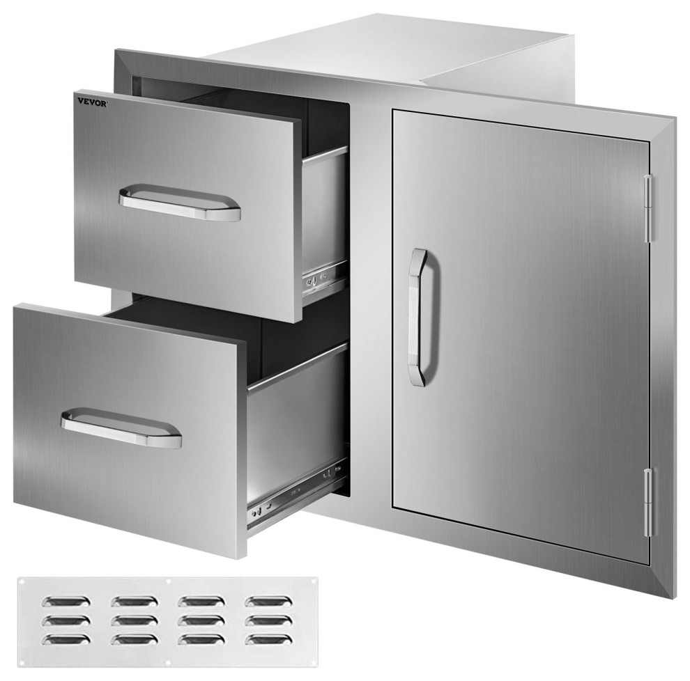 Outdoor Kitchen Door Drawer Combo Double Drawers with Paper Towel Rack ...