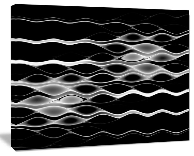 White Waves Fractal Pattern, Abstract Wall Art Canvas, 20"x12"x1 ...