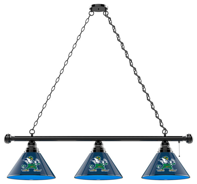 Holland Notre Dame Leprechaun 3-Shade Billiard Light - Black Fixture ...