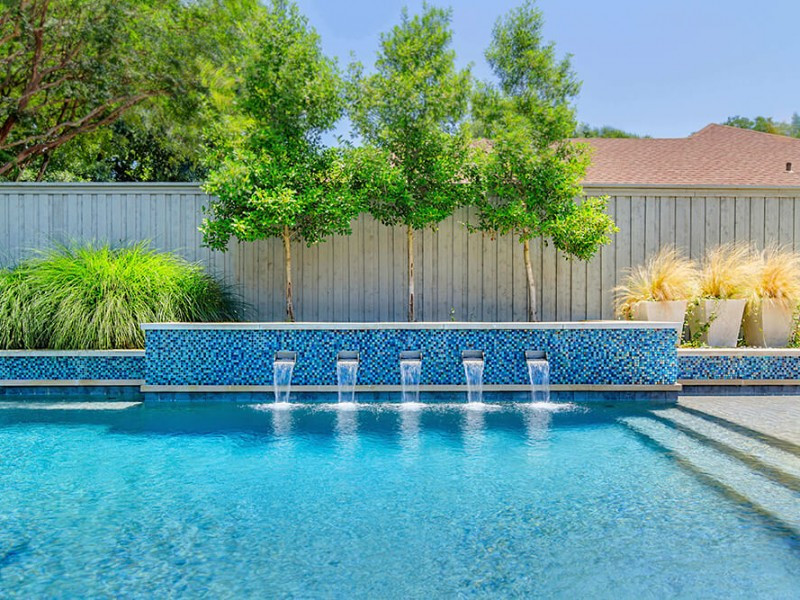 Raised Tile Wall with Scuppers - Pool - Dallas - by Riverbend Sandler ...