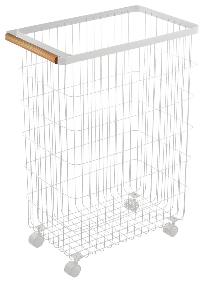 Rolling Wire Basket, Steel and Wood, Holds 17.6 lbs - Scandinavian ...