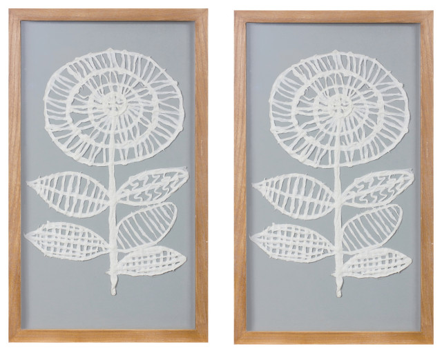 Framed Paper Mache Flower Wall Art, Set of 2 - Farmhouse - Prints And ...