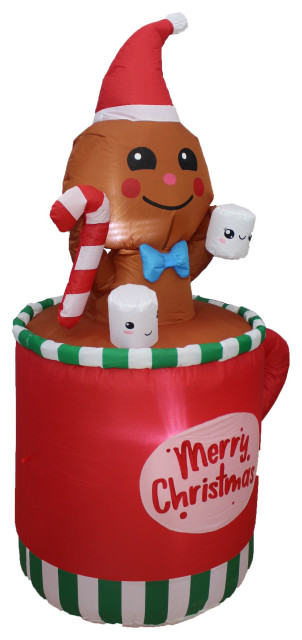 6' Tall Gingerbread Man Cocoa Marshmallow - Traditional - Outdoor ...