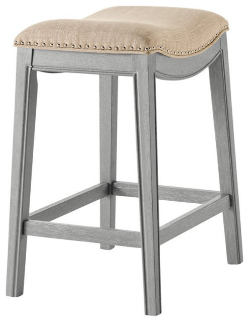 New Pacific Direct Grover 25.5" Fabric Counter Stool in Lyon Cream/Ash ...