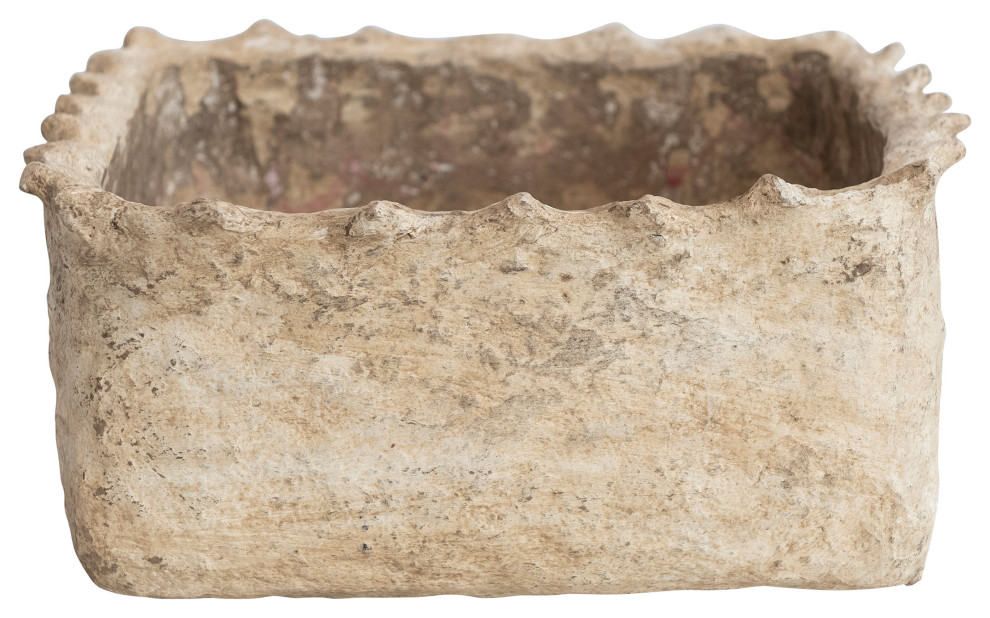 Boho Decorative Handmade Paper Mache Container, Natural - Farmhouse ...