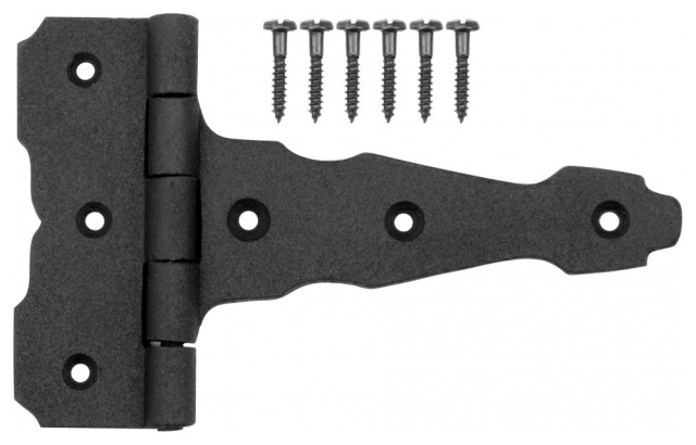 Black Cast Iron Modern T Strap Hinge 6" L Door and Gate with Screws ...