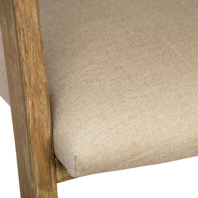 Piper Natural Oak Curved Back Dining Arm Chair With Upholstered Linen ...