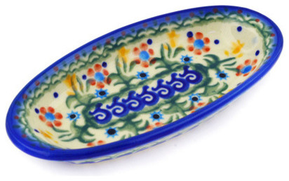 Polish Pottery 6" Stoneware Condiment Dish Hand-Decorated Design ...