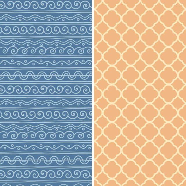 6' Tall Double Sided Mediterranean Patterns Canvas Room Divider ...