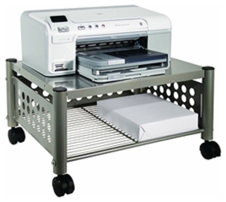 Mobile Heavy Duty Under-desk Printer Stand, Matte Gray - Contemporary ...