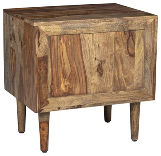 Porter Designs Waves Solid Sheesham Wood Nightstand - Brown - Rustic ...