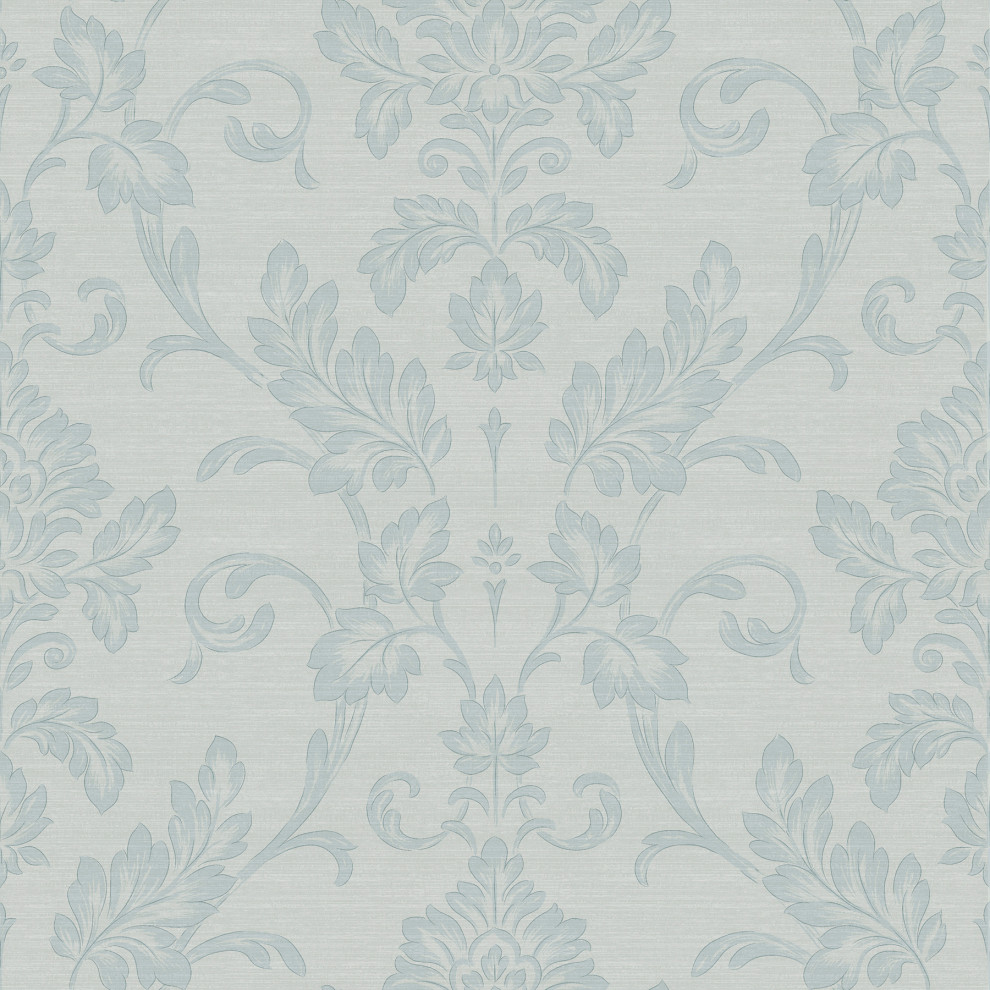 Antonella Light Blue Scroll Wallpaper, Sample - Traditional - Wallpaper ...
