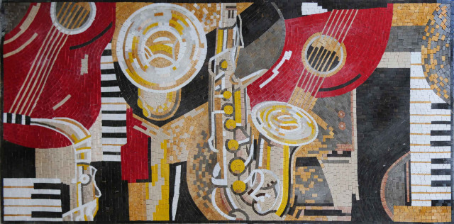 Musical Instruments - Abstract Mosaic, 94" x 47" - Contemporary - Tile ...