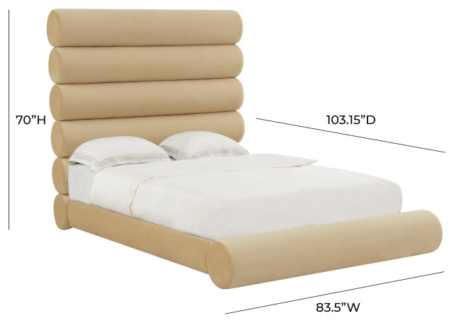 Durwin Champagne Velvet Bed in King - Transitional - Platform Beds - by ...