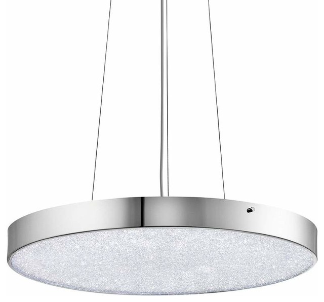 Elan Lighting Crystal Moon Chrome LED Pendant Light with Drum Shade ...