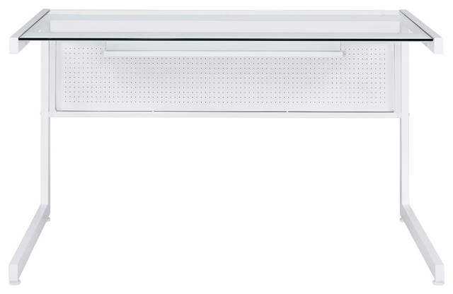 Caesar 50x28" Desk, White With Clear Tempered Glass Top - Contemporary ...