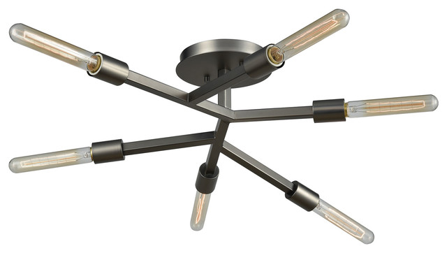 Freeform 6 Light Semi Flush, Aged Black Nickel - Industrial - Flush ...