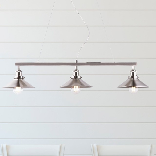 Andante Three Light Hanging Island Light, Brushed Nickel - Industrial ...