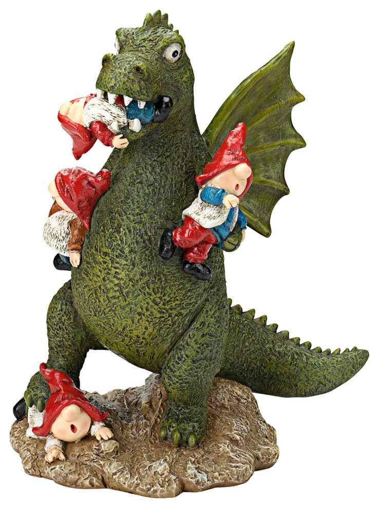 Dragon's Gonna Get Ya! Garden Gnome Apocalypse Statue - Contemporary ...