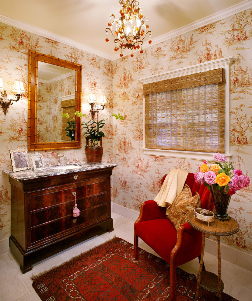 French Country Meets Montecito Ranch - French Country - Powder Room ...