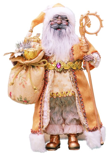 16" Gold Santa, Ethnic - Traditional - Holiday Accents And Figurines ...