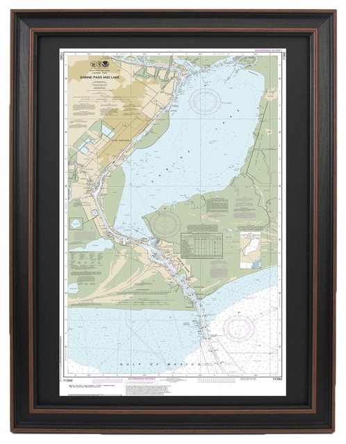 Nautical CHart, Sabine Pass and Lake - Traditional - Prints And Posters ...
