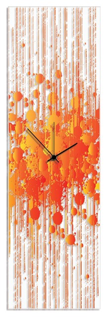 Contemporary Decor 'Warm Paint Splatter Clock', Burnt Orange Kitchen Clock - Contemporary - Wall ...