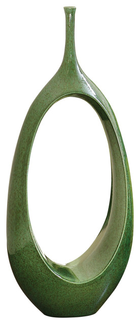 Open Oval Ring Vase, Emerald, Medium, Medium - Contemporary - Vases ...