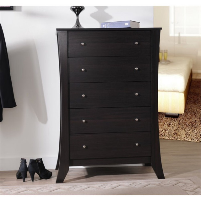 Bowery Hill 5 Drawers Contemporary Wood Dresser Chest in Espresso ...